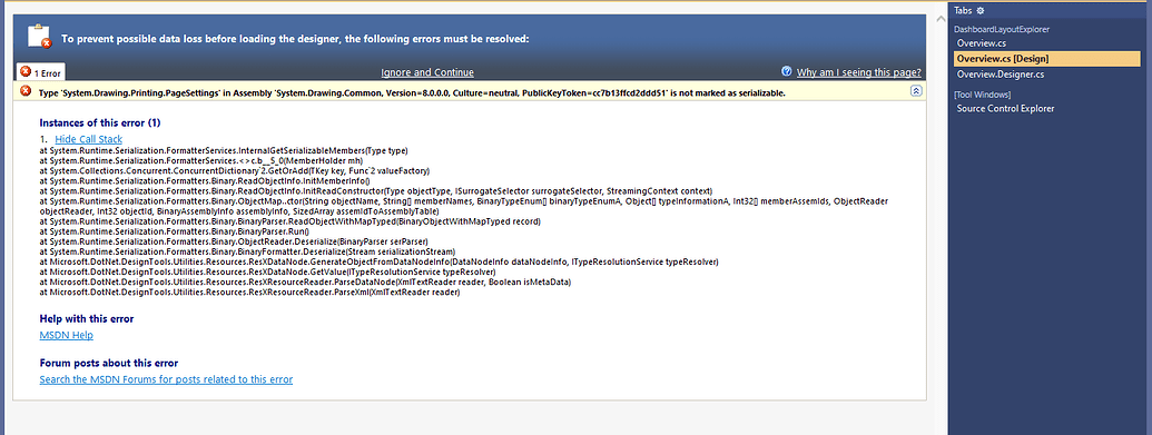C1dashboardlayout Samples Designer Does Not Work In Net 8 Winforms Edition Componentone
