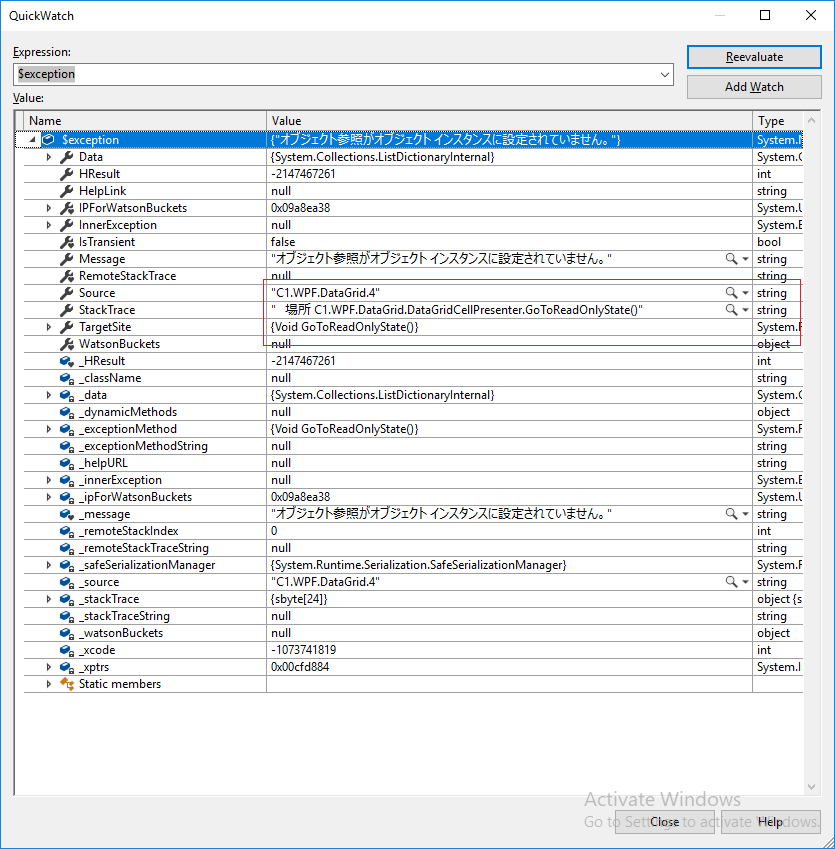 What Causes Exception Throw In Function Datagridcellpresentergotoreadonlystate Wpf Edition