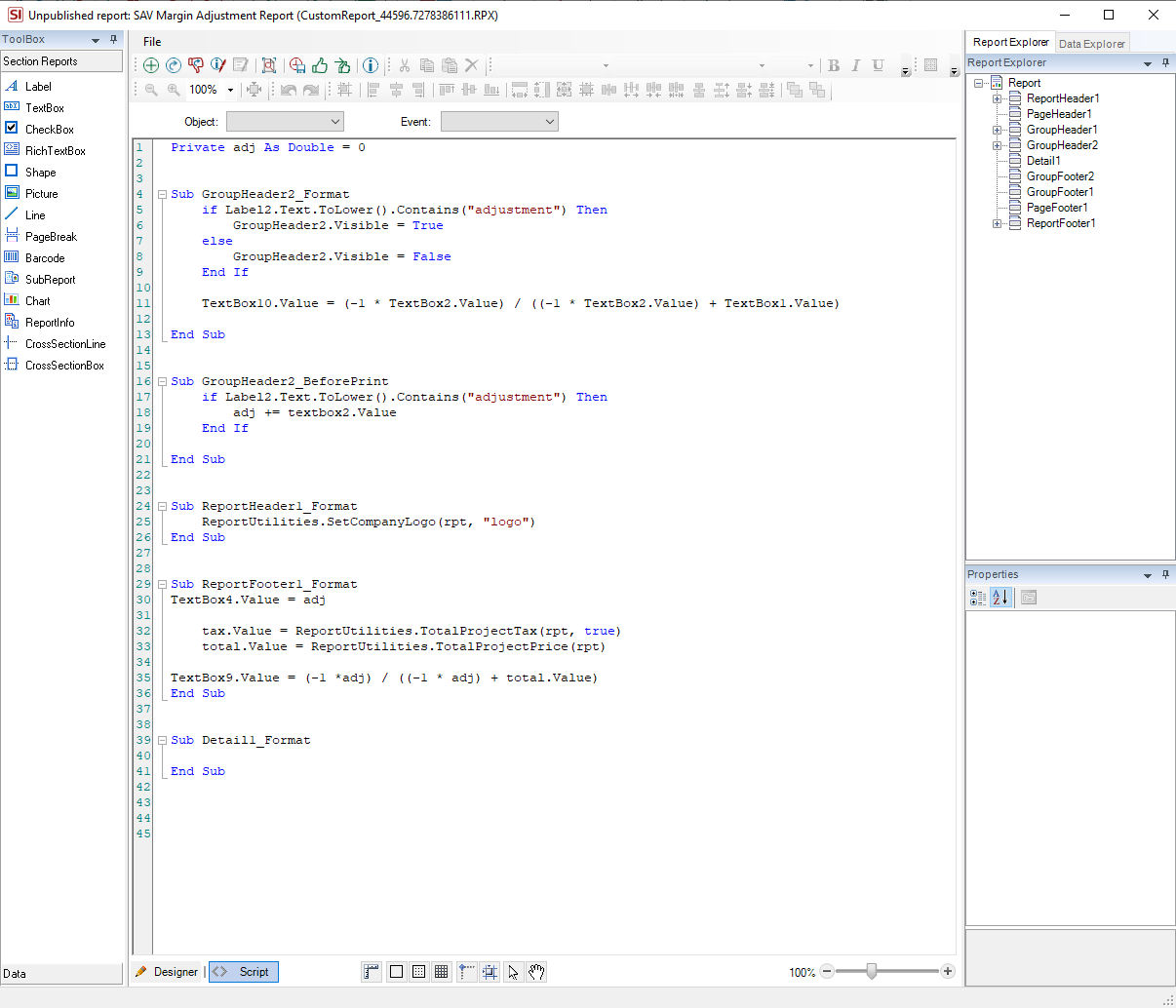 Script For Referencing A Textbox That Has A Summary Function Activereports V7 Developer