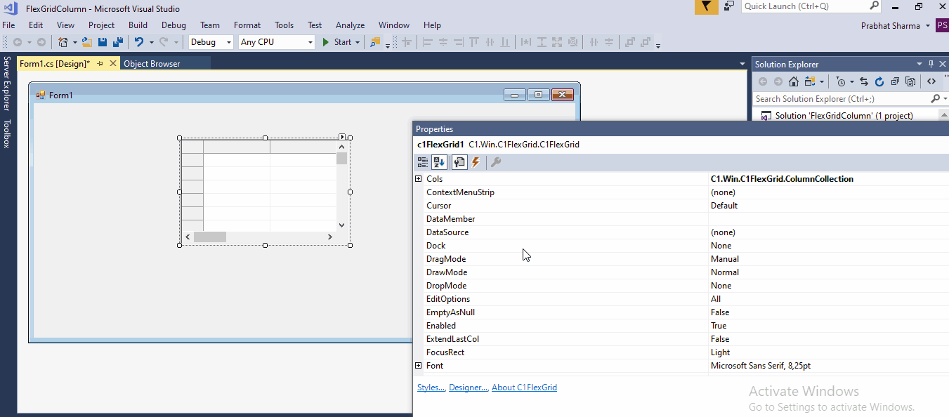 C1flexgrid Starwidth In Column Designer Winforms Edition