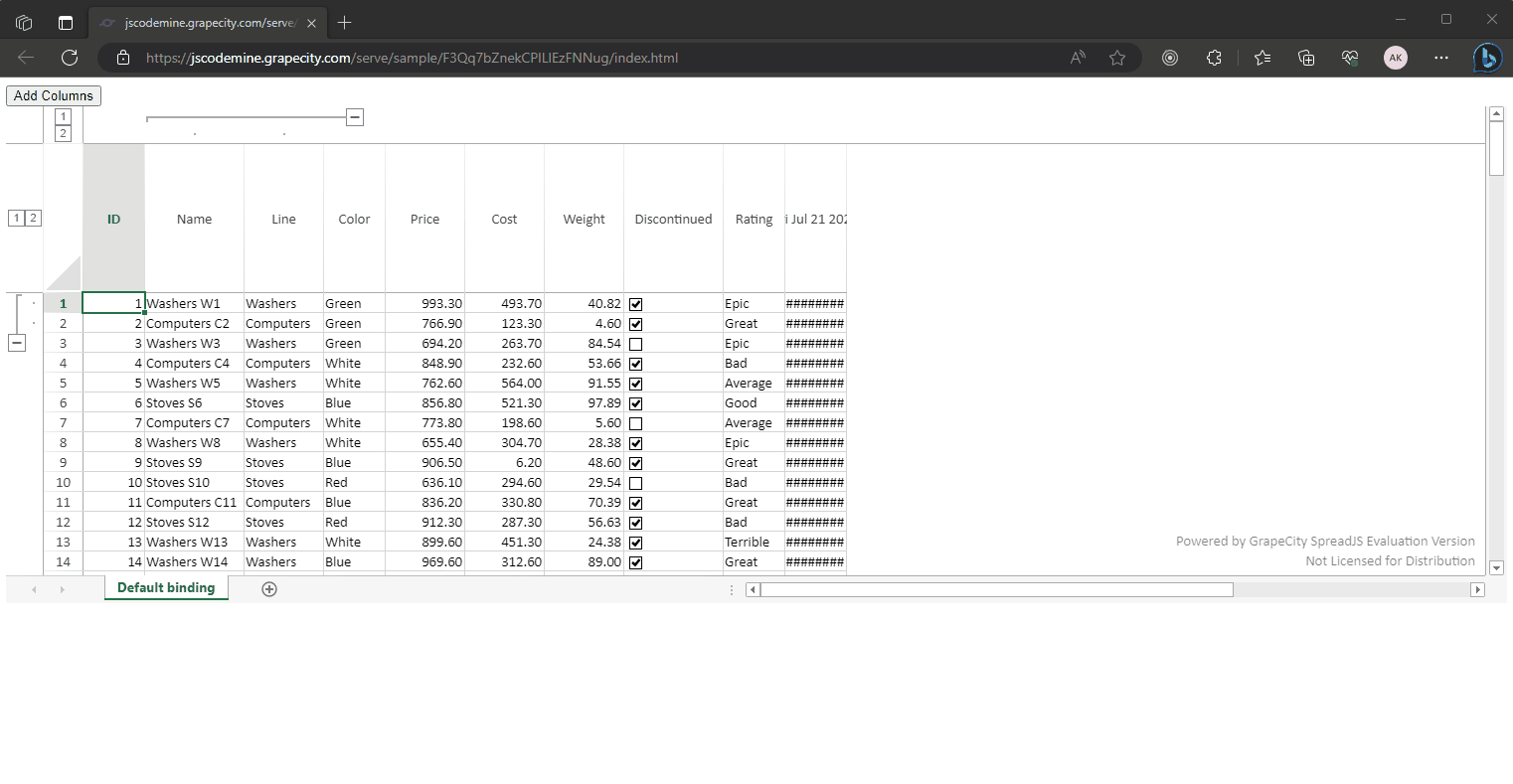 Cant Set Backcolor And Hover Over Comment To A Specific Cell In The Header Spreadjs Spreadjs