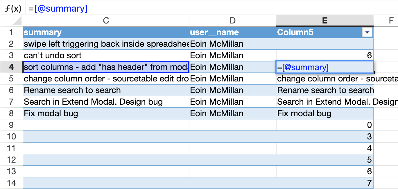 Relative table column references work differently than excel | SpreadJS | SpreadJS | MESCIUS Forums