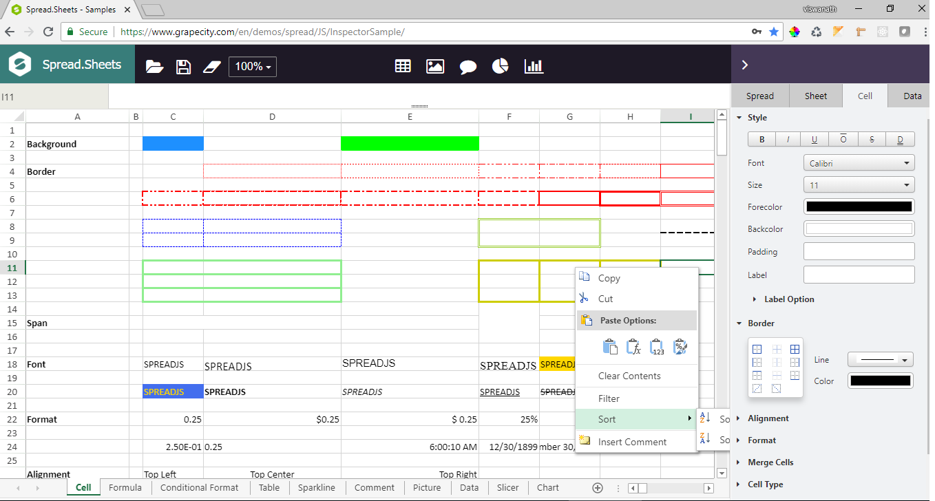 Spread V11 Contextmenu is not wall bouncing if size of the container is chnaged | SpreadJS ...