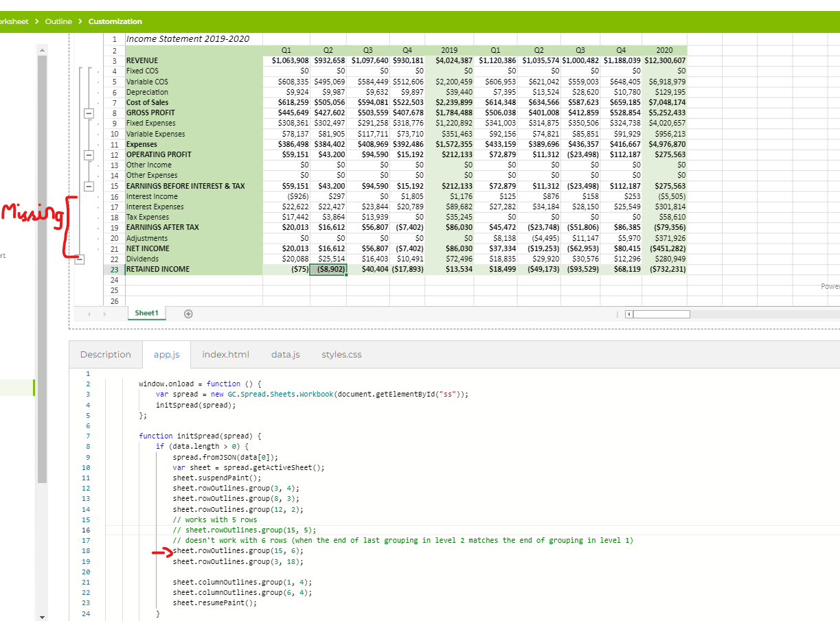 Grouping Not Applying Correctly To Rows Spreadjs Spreadjs Mescius Forums