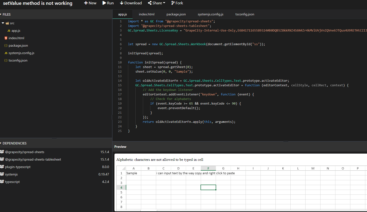 Setvalue Method Is Not Working Spreadjs Spreadjs Mescius Forums