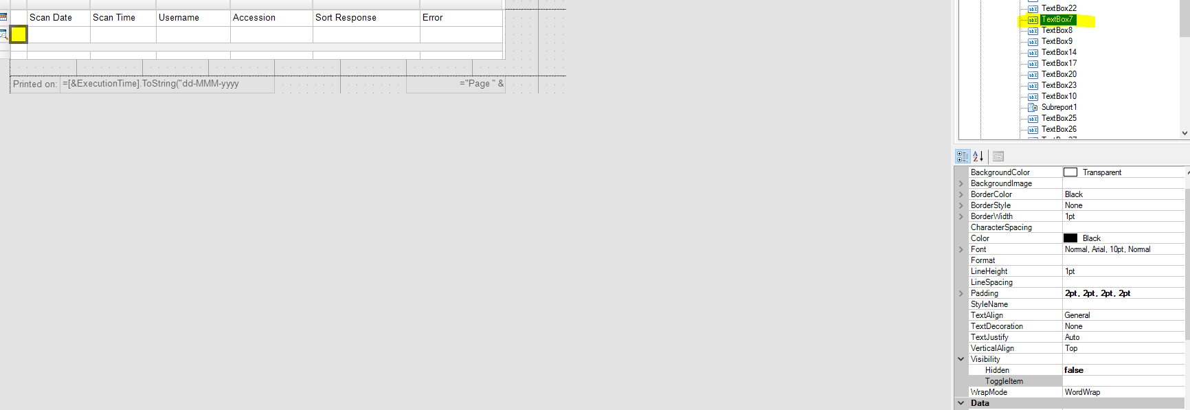 Subreport Toggleitem Textbox Failing To Work Activereports V7 Developer Mescius Forums