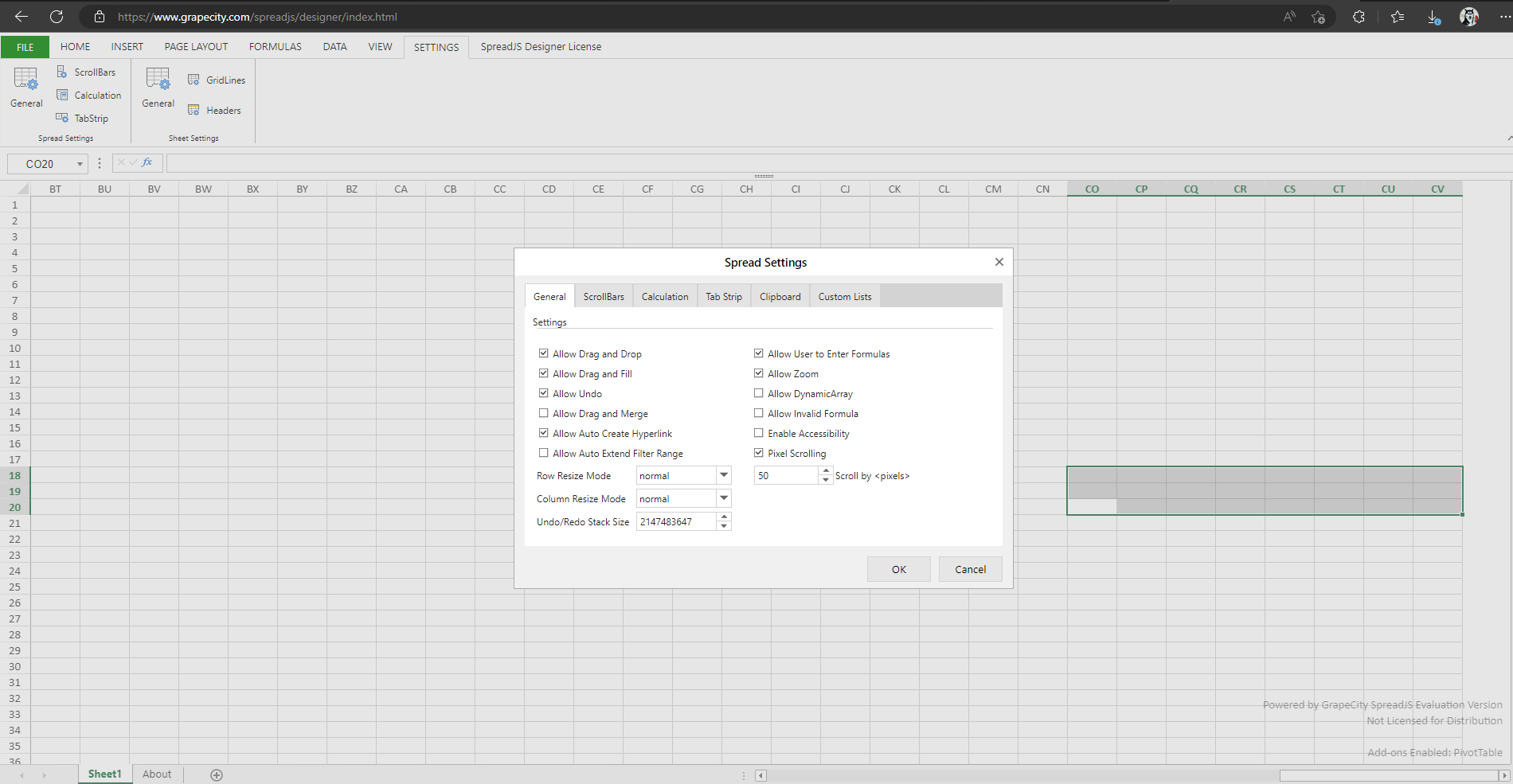 Scroll from left to right by keep left mouse and skectch It show one empty colu | SpreadJS ...