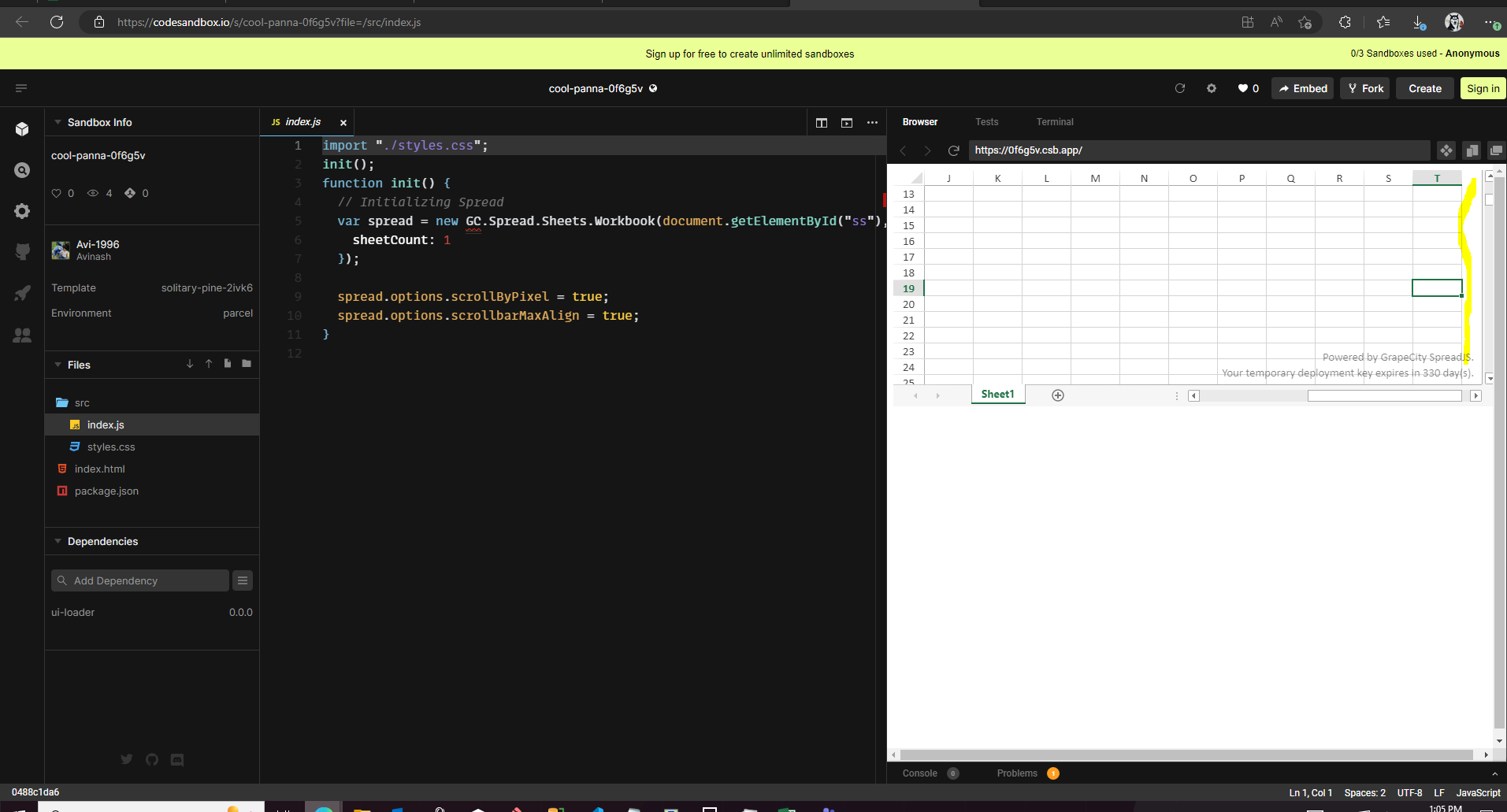 Scroll From Left To Right By Keep Left Mouse And Skectch It Show One Empty Colu Spreadjs