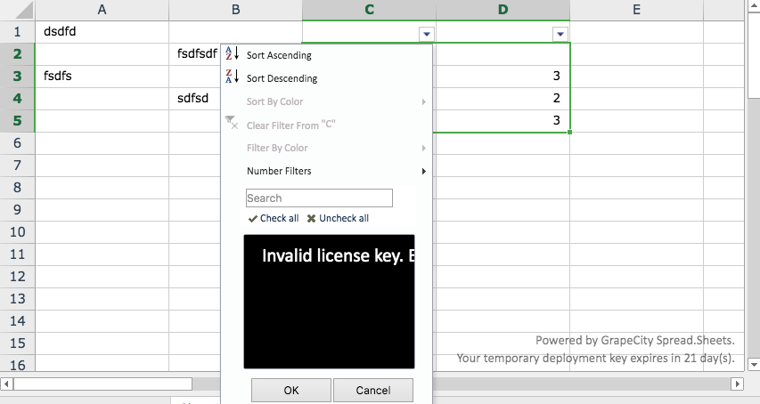 Filter shows Invalid License Key Black Screen when opened | SpreadJS | SpreadJS | MESCIUS Forums