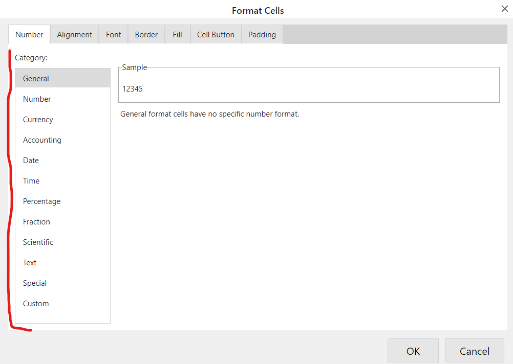 Disable/enable tab or children item in Format cells popup menu | SpreadJS | SpreadJS | MESCIUS ...