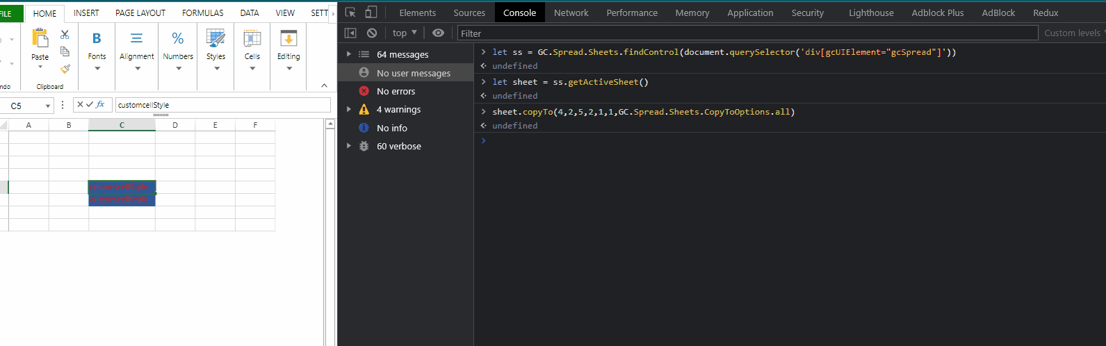 Copy Sheet From Workbook Which Contains Custom Cell Style To Another Workbook Spreadjs